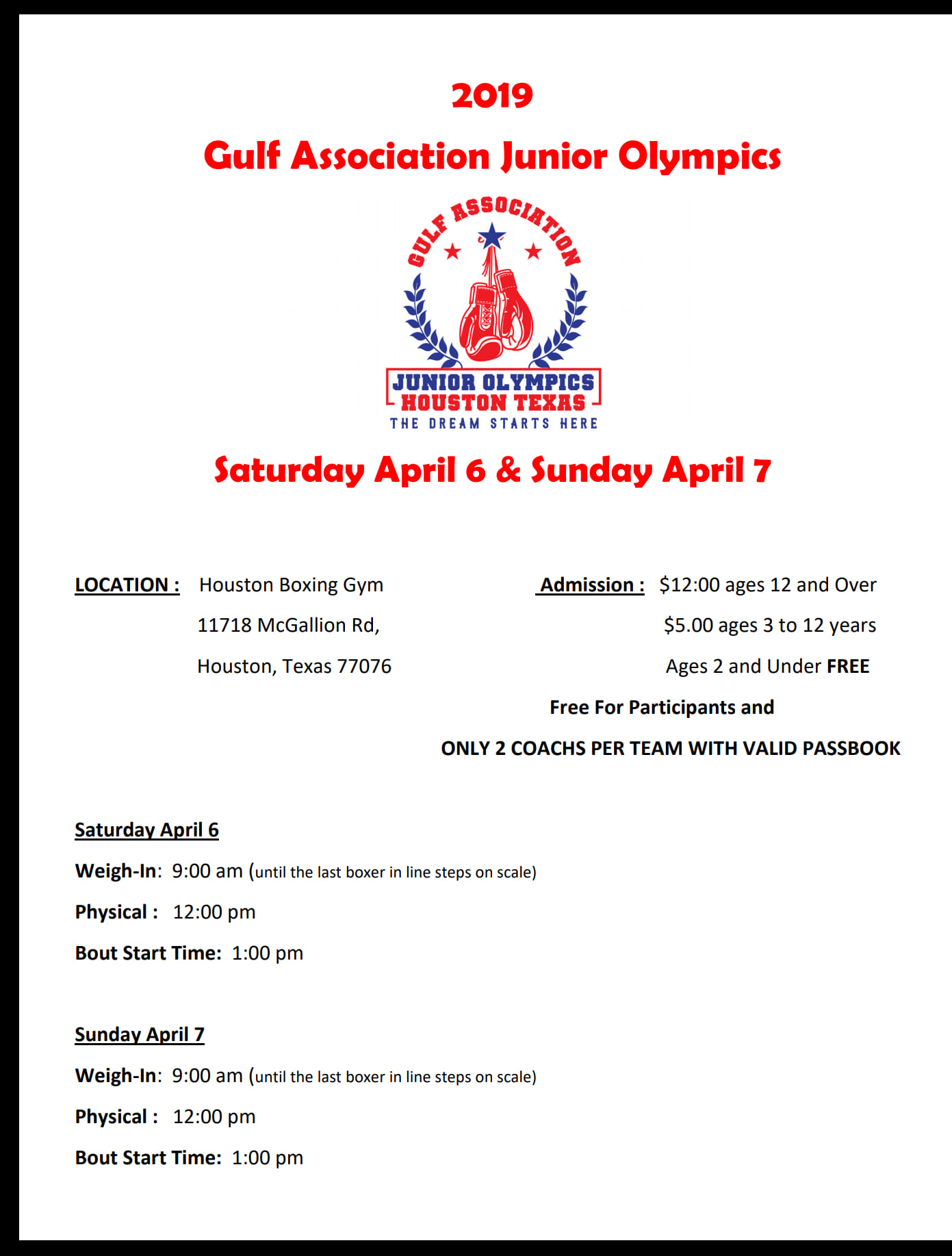 GULF BOXING ASSOCIATION JUNIOR OLYMPIC BOXING CHAMPIONSHIPS – Gulf Boxing